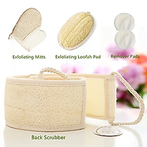 Natural Loofah Exfoliating Body Sponge Scrubber, Back Scrubber (5 Pack), Made with Eco-Friendly and Biodegradable Shower Luffa Sponge, Loofah for Women and Men, for Skin Care in Bath Spa Shower