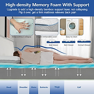 Firm Mattress Queen Size 12 Inch Memory Foam Bed Mattress with Ice Silk Cover, Premium Cooling Green Tea/Gel Mattress in Box, Medium Firm to Firm Bamboo Mattresses for Back Pain, CertiPUR-US 60"x80"
