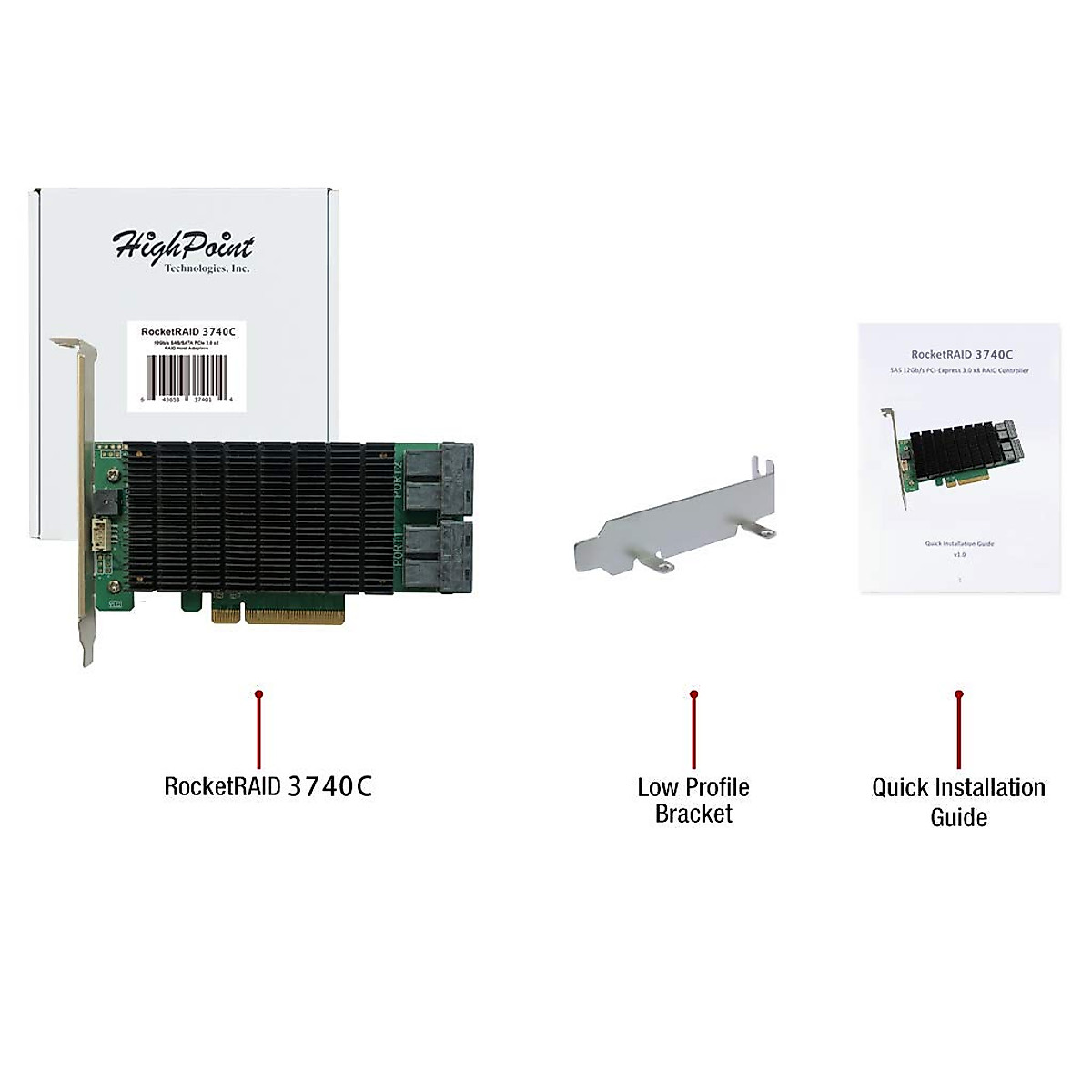 HighPoint Technologies RocketRAID 3740C PCIe 3.0 x8 16-Port 12Gb/s SAS RAID Controller (RR3740C)
