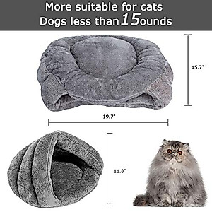 Mojonnie Soft Warm Cat Bed for Winter Cat Tent Self-Warming Sleeping Bed for Cats Fleece Pet Cave Bed for Winter Pets Puppy Indoor Pet Triangle Nest (Grey)
