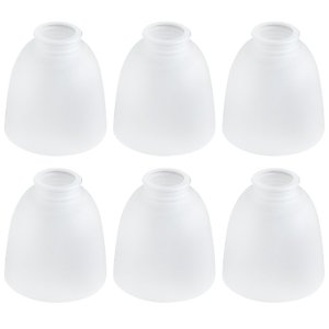 6-Pack White Frosted Glass Shades, Bell Shaped Glass Shade Covers Ceiling Fan Lamp Replacements, Light Fixtures Lampshade for Chandelier Wall Sconces, 1.61" Fitter Size, 5" High x 4.7" Diameter