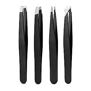 Derlaier Tweezers Set, High Precision Stainless Steel Eyebrow Tweezers for Facial Hair, Inward Growing Hair and Splinter Remover Derlaier-111 Tweezers-1