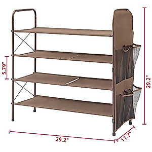 Tajsoon 4-Tier Stackable Shoe Rack, Expandable Hanging Shoe Organizer, Fabric Shoes Shelf Storage Organizer with X Shape Fixed Frame for Entryway Doorway, Bronze