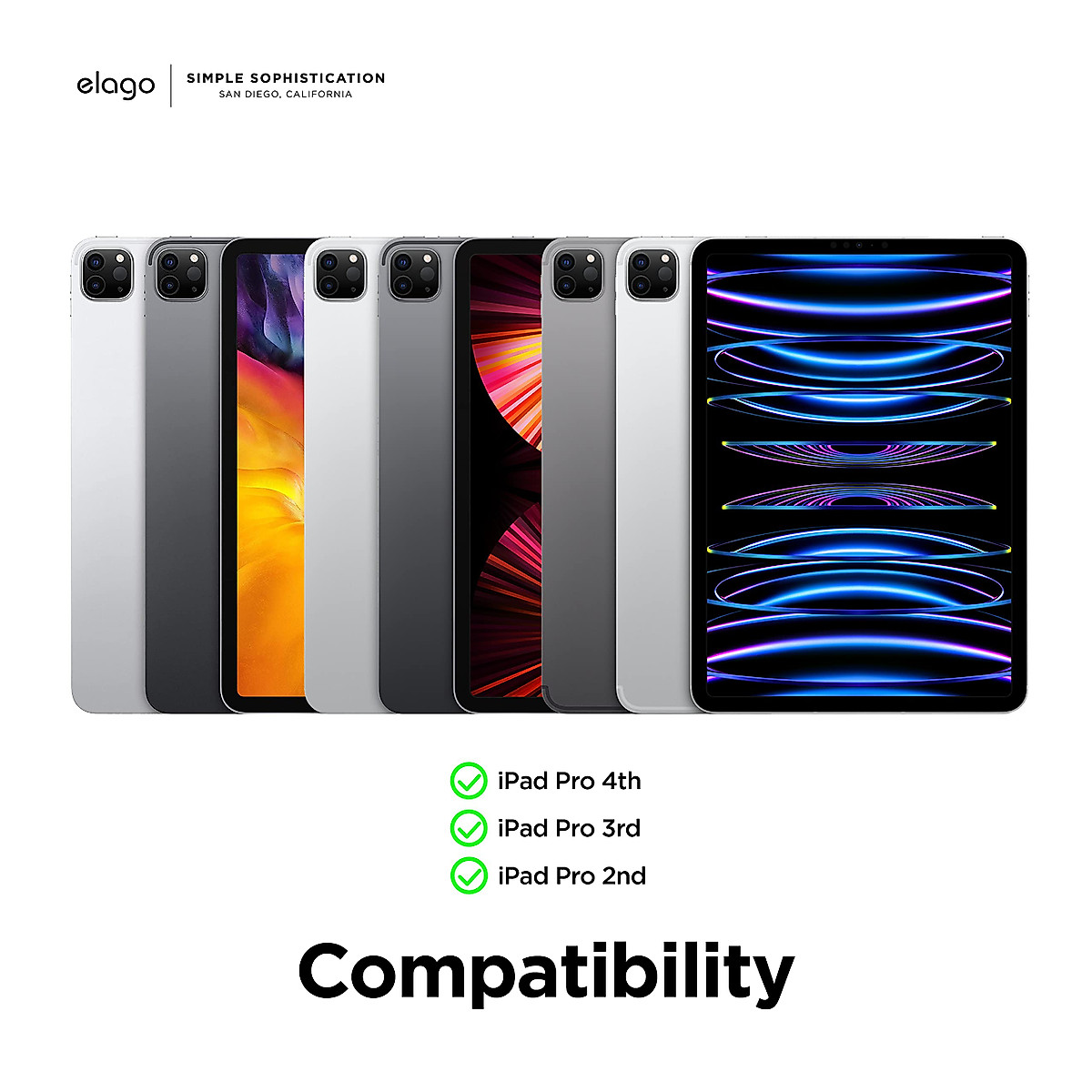 elago Case for iPad Pro 11 inch 4th, 3rd, 2nd Generation - iPad Case with Magnetic Attachment to Metal Materials, Compatible with Apple iPad Pencil and elago’s Pencil case (Light Grey)