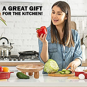 HUCH - Mango wood, Wooden bowls for decor - Fruit bowl - Decorative Bowls for Home Decor - Wood Fruit Bowl - Pedestal Bowl - Footed bowl - Wooden bowl