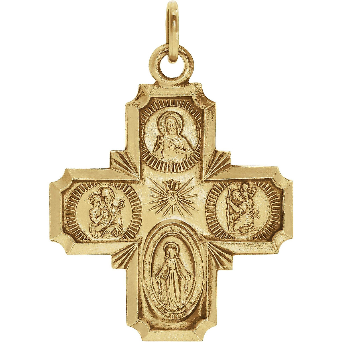 Bonyak Jewelry 14k Yellow Gold 12x12 mm Four-Way Cross Medal (Petite Size)