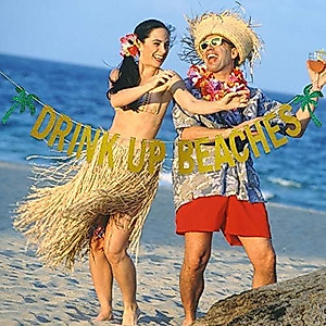 Gold Glitter Hawaii Beaches Banner Hawaii Beaches Coconut Tree Banner- Hawaii Luau Summer Beach Party Decoration Supplies