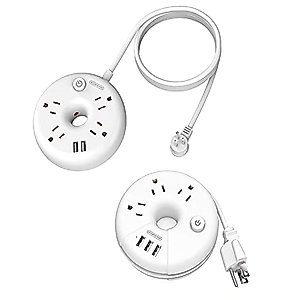 NTONPOWER Desktop Power Strip Bundle, 3 Outlets 3 USB Portable Power Strip with 15 inch Short Cord and 4 Outlets 2 USB with 10ft Long Extension Cord for Office, Home, Hotels, Dorm Room, Nightstand