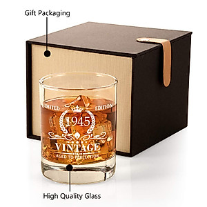 Triwol 79th Birthday Gifts for Men, Vintage 1945 Whiskey Glass Funny 79 Birthday Gifts for Dad, Son, Husband, Brother, 79th Anniversary Ideas for Him, 79-Year-Old Bday Decorations Party Favors
