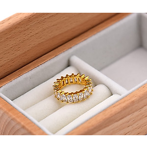 Nossa Transparent CZ Baguette Eternity Band(5 Carat) | Gold Stackable Rings Chunky Statement Wedding Ring for Her Size 4
