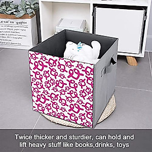 Breast Cancer Awareness Pink Ribbon Collapsible Storage Bins Basics Folding Fabric Storage Cubes Organizer Boxes with Handles