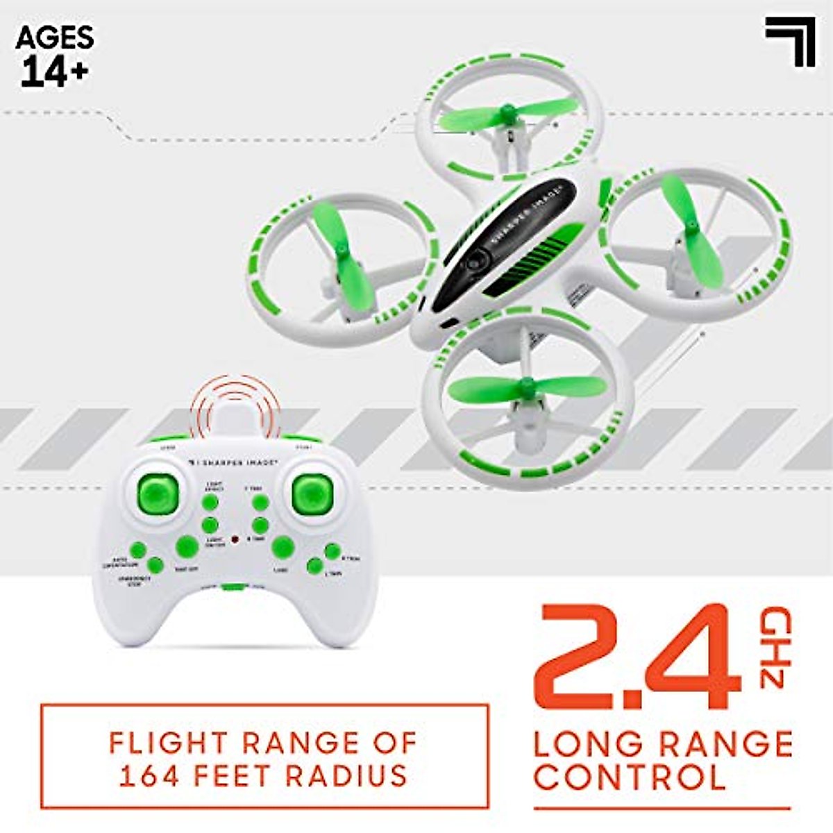 SHARPER IMAGE 2.4GHz RC Glow Up Stunt Drone with LED Lights, Mini Remote Controlled Quadcopter with Assisted Landing, Small Plane for Kids and Beginners, Wireless and Rechargeable