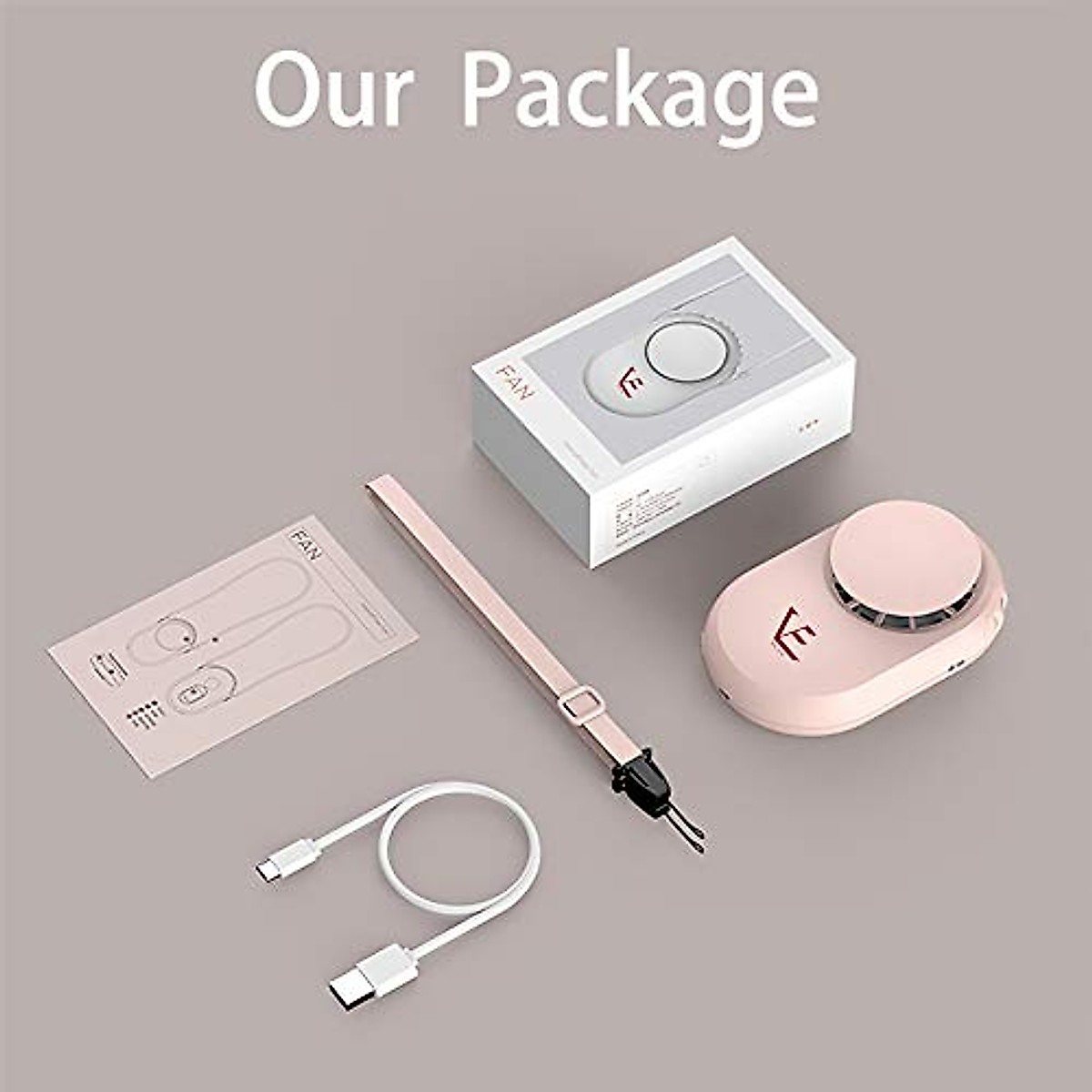 Mini Portable Handheld Personal Neck lace Travel Fans. Rechargable USB Battery Hand Held Operated. 3 Level Speed Fan. Small Electric Powered Mobile Face, Body Cooling Hands free Neck fan. (WHITE)