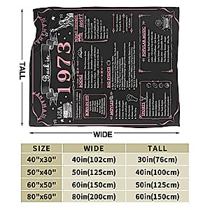Spanoous 50th Birthday Gifts for Women,1973 Birthday Gifts for Women,50th Birthday Blanket for Women,50th Wedding, 50th Anniversary Blanket,Back in 1973 Blankets Pink 60x50