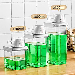 Generic Airtight Laundry Detergent Dispenser with Measuring Cup, Clear Laundry Powder Detergent Storage Box, Washing Powder Container Storage Bucket Plastic Detergent Box,1800ML
