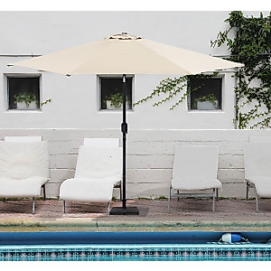 ontheway 11FT Patio Umbrella with 8 Ribs and Rust-Resistant Frame and Crank, UV Protection Outdoor Table Umbrella (Beige, 11FT)