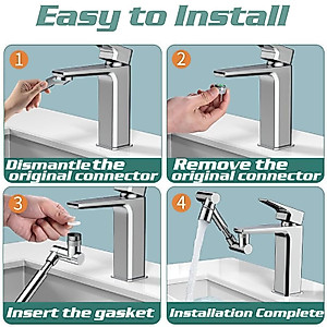Timnamy Faucet Attachment, 1440° Extendable Robotic Arm Faucet, 2 Mode Multi Angle Rotating Faucetfor Kitchen Bathroom Sink with Height Adjustment and Splash Prevention (Black)