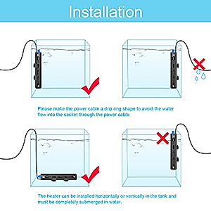 WELOMELO 300W / 500W Submersible Fish Tank Heating Rod, Temperature Adjustable Fish Tank Heating Rod/Ultra Short Fish Tank Heating Rod with 2 Suction Cups-500W