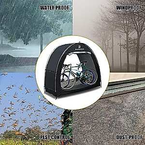 Bike Tent Outdoor Storage Shed 210D Silver Coated Oxford Cloth Material Bike Storage Garage Bicycle Covers Outdoor Storage Waterproof PU4000 2 Bikes (Black)
