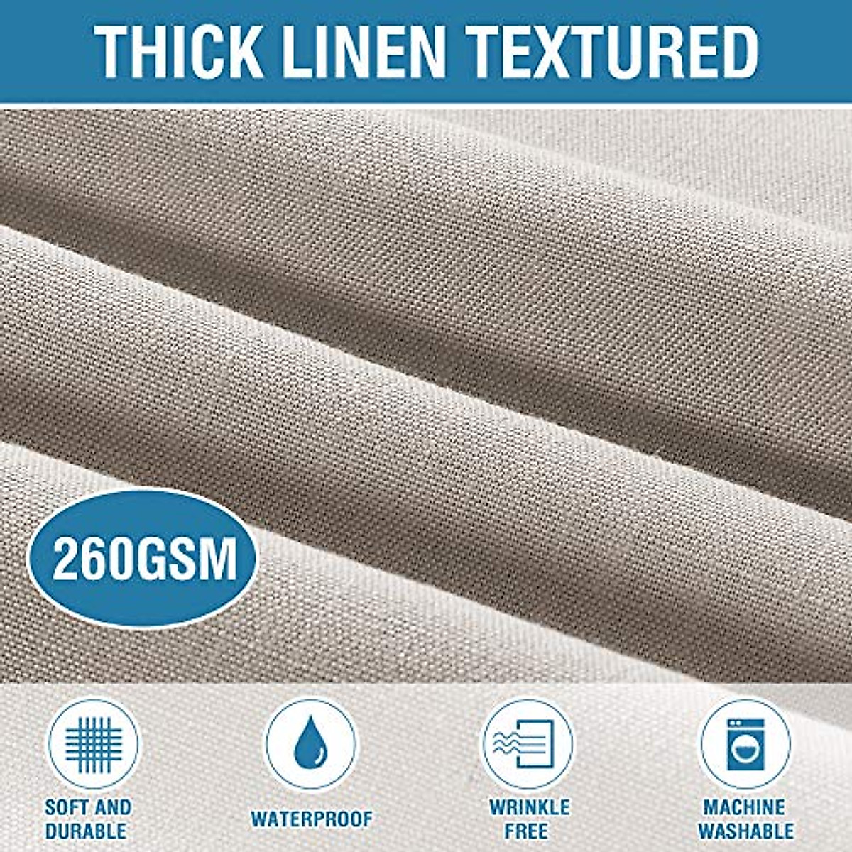 H.VERSAILTEX Linen Textured Table Cloths Rectangle 60 x 120 Inch Premium Solid Tablecloth Spill-Proof Waterproof Table Cover for Dining Buffet Feature Extra Soft and Thick Fabric Wrinkle Free, Taupe
