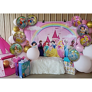 8 pcs Princess Balloons Foil Decorations Girls' Birthday Party Baby Shower Princess Themed Party Decoration Supplies Small People Princess Ballons Set