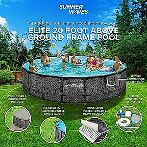Summer Waves 20 x 4 Foot Outdoor Round Frame Above Ground Swimming Pool Set with Filter Pump, Pool Cover, Ladder, Ground Cloth, and Maintenance Kit