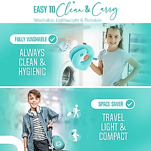 BCOZZY 8-12 Y/O Kids Travel Pillow for Car & Airplane, Soft Kids Neck Pillow for Traveling in Car Seat, Provides Double Support for Toddlers Head & Chin in Road Trips, Washable, Medium Size, Navy