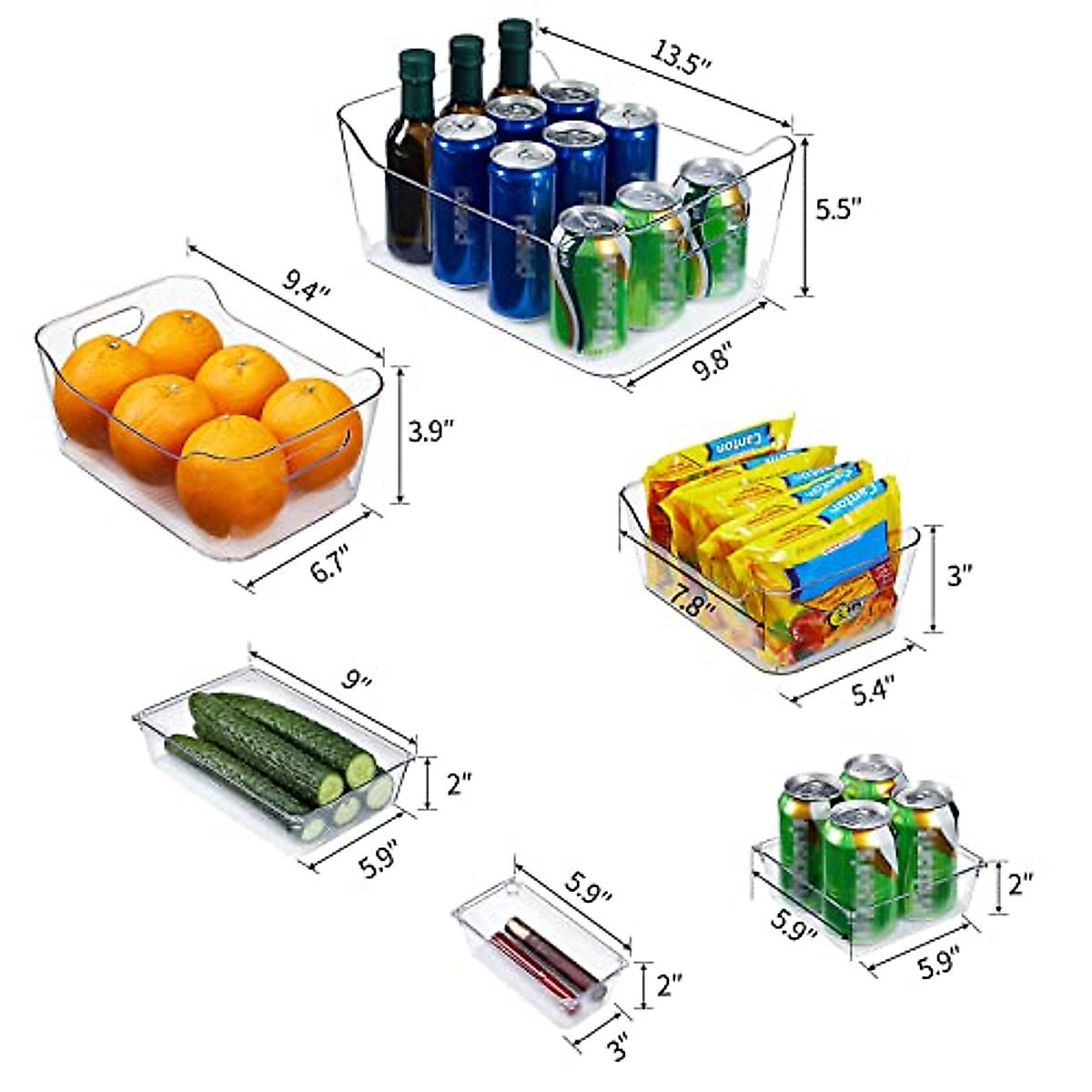 DWGuliho Refrigerator storage bin, Set of 9 Kitchen Storage Containers, Clear Fridge Organizer，Multi-use Clear storage bin for Cabinet, Bathroom, Vanity Room