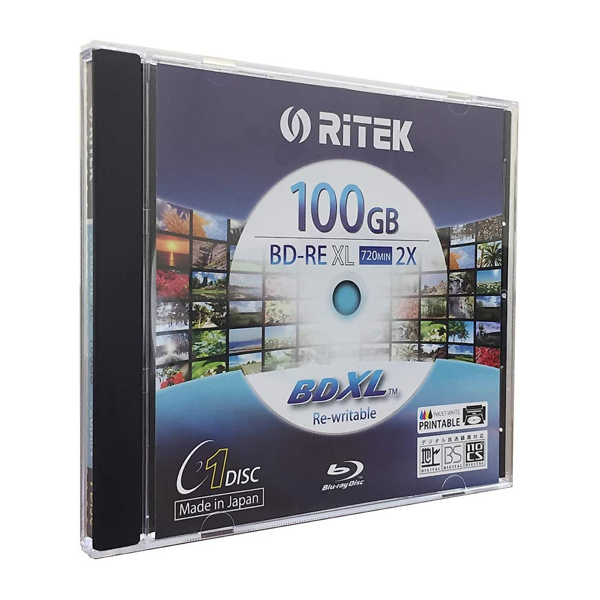 Ritek BD-RE XL Rewritable BDXL 100GB Triple Layers 2X White Inkjet Hub Printable Blank Disc