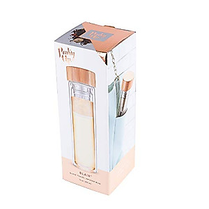 Pinky Up Blair Loose Leaf Tea Travel Infuser Mug, Double-Walled Glass and Stainless Steel with Bamboo Lid, 16 oz, Clear