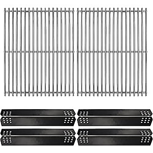 Hongso Grill Replacement Parts for Nexgrill 720-0830H, 17" SUS304 Stainless Steel Cooking Grill Grates and 14 9/16" Porcelain Steel Heat Plates