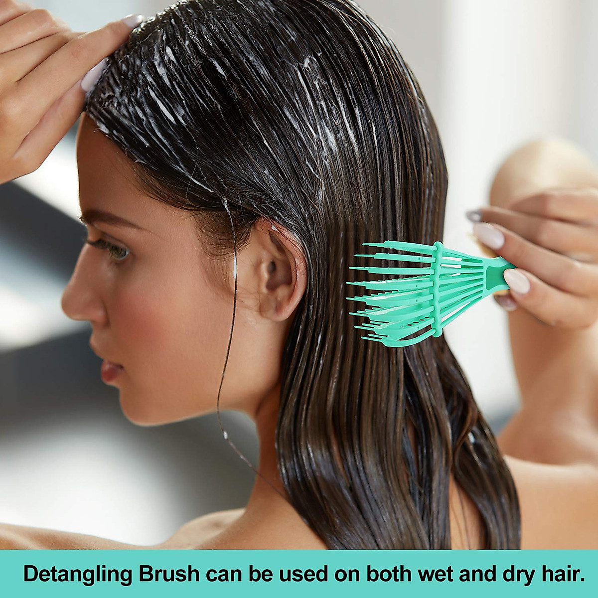 2 Pack Detangling Brush for Curly Hair, ez Detangler Brush Hair Detangler, Afro Textured 3a to 4c Kinky Wavy for Wet/Dry/Long Thick Curly Hair, Exfoliating for Beautiful and Shiny Curls (Green)