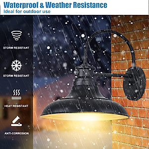 Dusk to Dawn LED Outdoor Barn Lights - 2 Packs Farmhouse Gooseneck Exterior Light Fixture Wall Mount, 12.25" Large Black Porch Lights, Outside Wall Lights for House Garage Patio Doorway (13W 2700K)