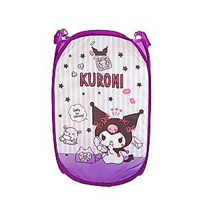 FourFine Mesh Pop Up Laundry Hamper Basket With Carry Handle Cute Collapsible Storage Bin Lightweight For College Home Room Travel Camping 22 * 13.5 * 13.5 inches (Purple)