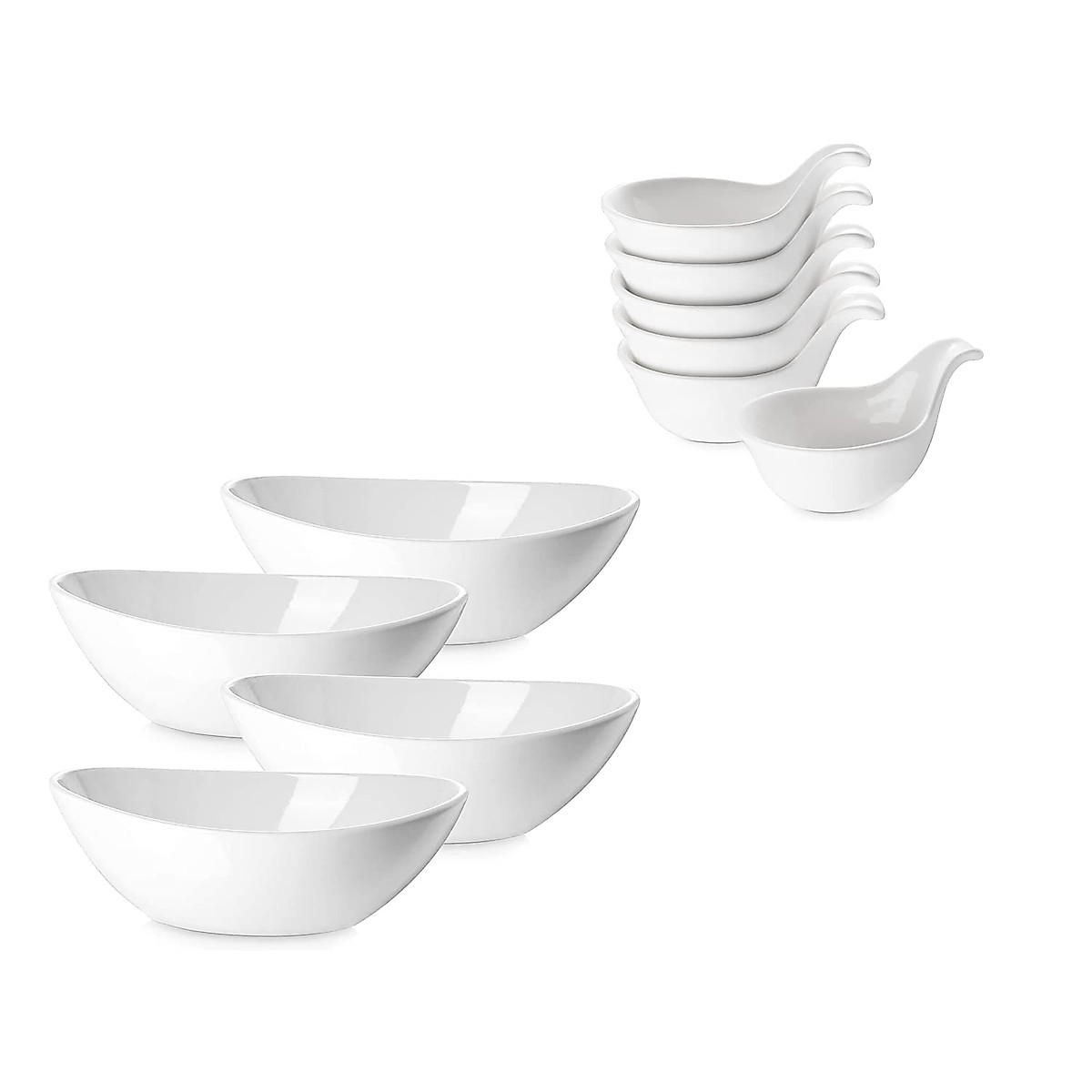 DOWAN Bundle 3 OZ Dipping Bowls with Handles and 36 OZ Salad Bowls