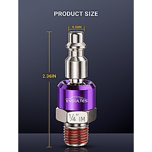 EVOULTES 2-Pack 1/4 Inch NPT Air Fittings, 360° Swivel Male Quick Plug Air Hose Fittings w/Sealant, Industrial Air Tool Swivel Air Hose Connector for Air Compressor Accessories