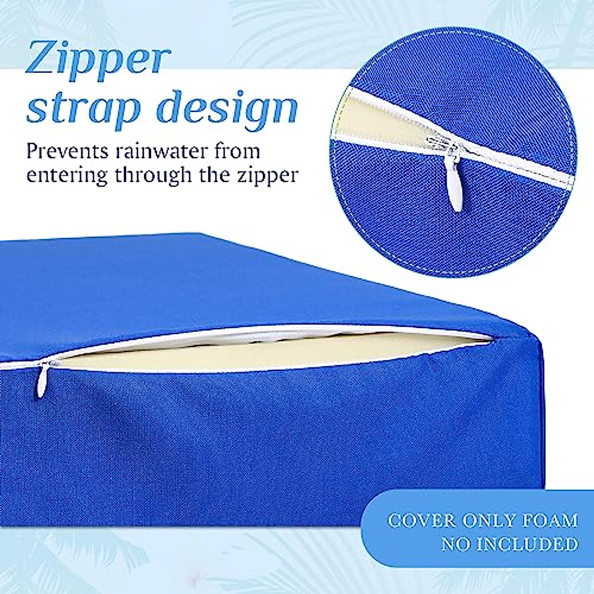 Batiyeer 8 Pcs Outdoor Cushion Slipcovers Patio Chair Cushion Covers Replacement Waterproof Square Outdoor Seat, 20 x 20 x 4 Inch (Royal Blue)