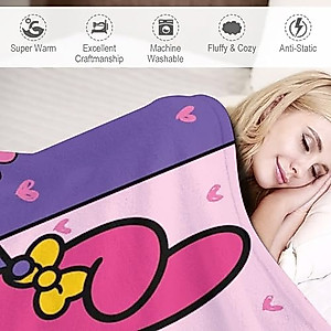 Flannel Blanket, Soft Cozy Lightweight Throw Blanket Cute Purple Patchwork Blanket Gift for Couch Bed Office Travel All Season 40x50 Inches