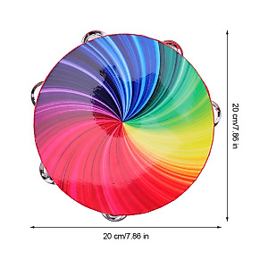 8 Inch Double Row Tambourine Fashionable Beating Drum for Adult and Children (Rainbow Color)