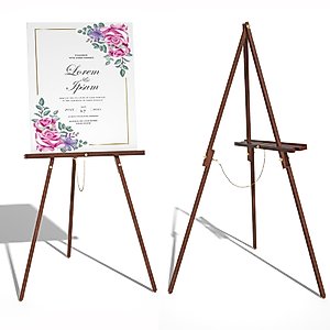 XvmeiMym Wooden Art Easel Stand - 63" Portable Tripod Wood Artist Easel - Adjustable Floor Poster Stand for Painting, Display Show, Wedding - Brown