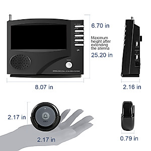 SYNLETT Wireless Calling System Nurse Call System Caregiver Pager for Restaurant Clinic Nursing Home 11 Languages 3 Alert Tones, 10 Call Buttons and 1 Monitoring Unit for Patients Seniors Customer