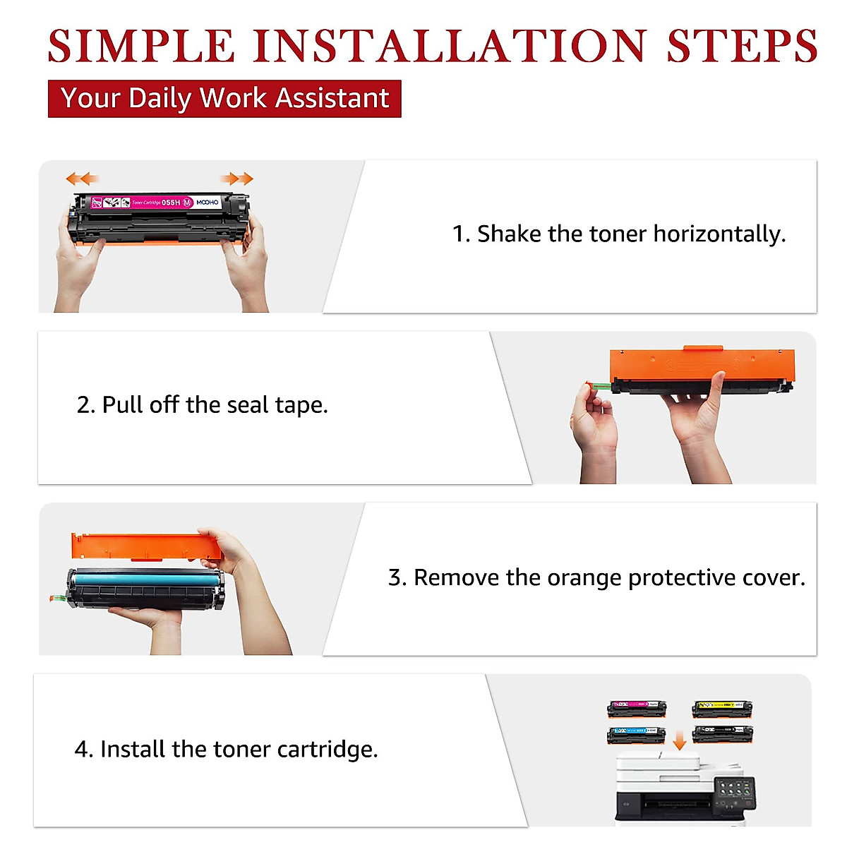 055H 055 Toner MF743Cdw Toner Cartridge Replacement for Canon 055H 055 High Yield Color imageCLASS MF741Cdw MF743Cdw MF745Cdw MF746Cdw LBP664Cdw Toner Printer (Black,Cyan,Yellow,Magenta)