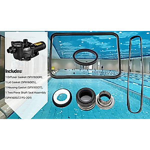 HCLLPS Super Pump Seal Replacement for Hayward Go Kit 3. All 3 Gaskets & Shaft Seal. Fits All SP1600, SP2600 in Regular, X, VSP Models. SPX1600TRA SP1600Z2 PS-201 SPX1600R SPX1600S SPX1600T Pool