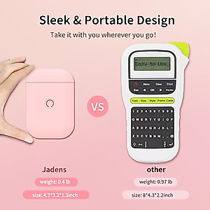 JADENS D11 Pro Portable Bluetooth Label Maker with Tape - Mini Label Printer for Storage, Barcode, Mailing, Office & Home Organizing - Sticker Maker with Multiple Templates, Pink