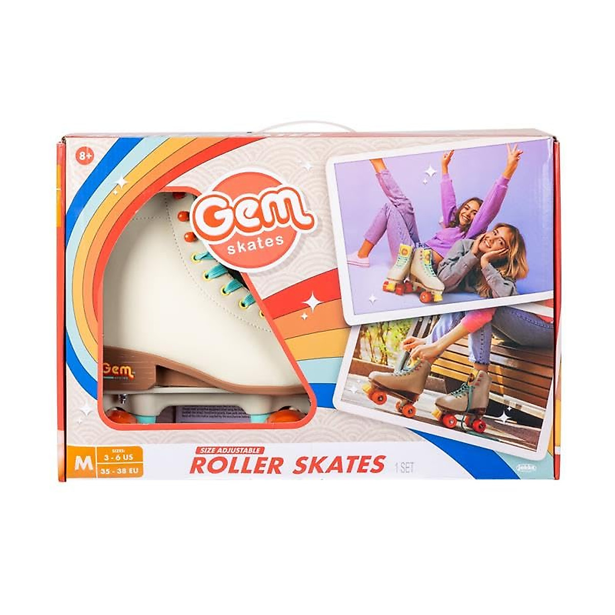 GEM QUAD ROLLER SKATES - CREAM, Size 7-10
