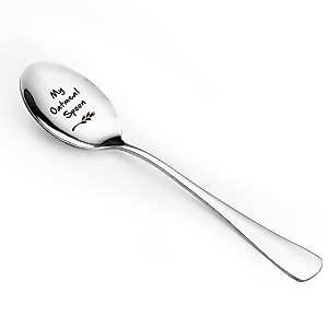 Funny My Oatmeal Spoon Engraved Stainless Steel for Women Men - Oatmeal Lover Gift for Dad Papa Mom Nana Daughter Son Friends - Perfect for Birthday Christmas