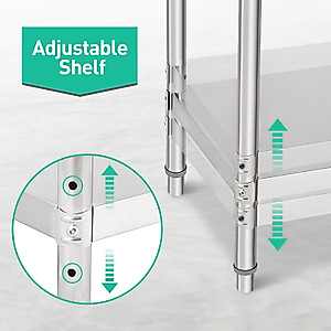 Stainless Steel Table for Prep & Work 48 x 30 x 35 Inch, Heavy Duty Metal Table Cart Worktable with Undershelf, Commercial Workstation for Restaurant, Home and Hotel, Silver