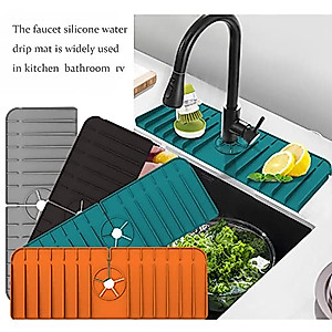 Kitchen Sink Splash Guard,Silicone Faucet Mat for Kitchen Sink，Sink Draining Pad Behind Faucet ,Drip Protector for Kitchen for Kitchen Bathroom Farmhouse (Gray)