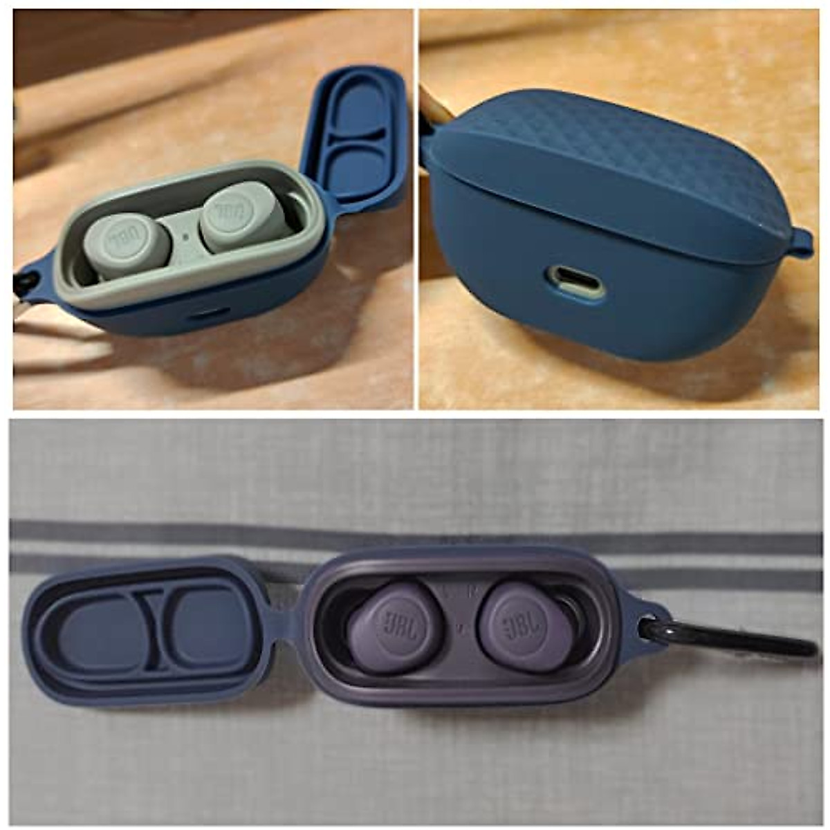 2 Pack DAYJOY Soft Silicone Protective Case Cover Compatible with JBL Vibe 100 TWS Earbuds, Protective Skin Sleeve with Key Chain (Pink+Green)