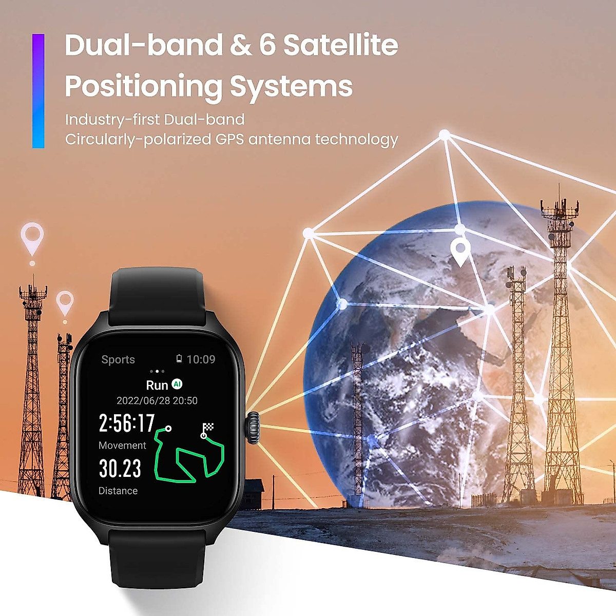 Amazfit GTS 4 Smart Watch 43mm for Men, Alexa Built-In, GPS, Bluetooth Calls & Text, 8-Day Battery Life, Heart Rate & Sleep Tracking, AI Fitness App & 150+ Sports Modes, for Android & iPhone-Black